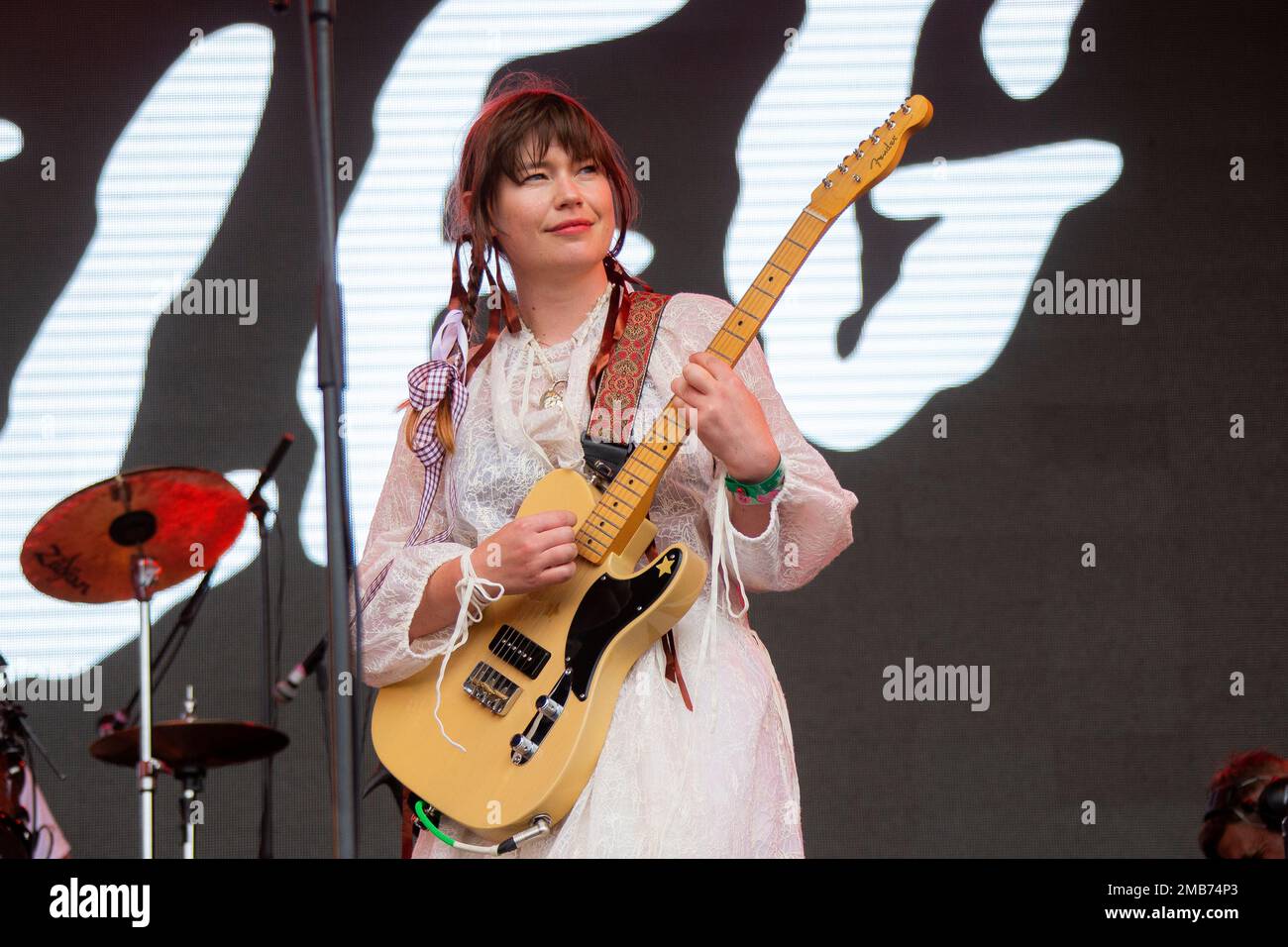 Rhian Teasdale of the band 'Wet Leg', performs at the Glastonbury ...