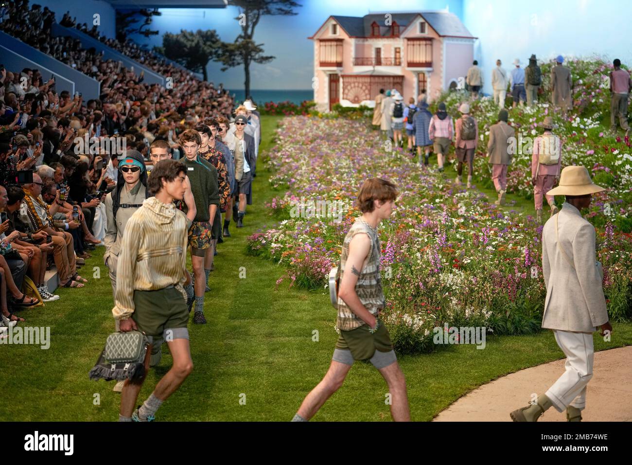 A model wears a creation as part of the Dior men's Spring Summer 2023 ...