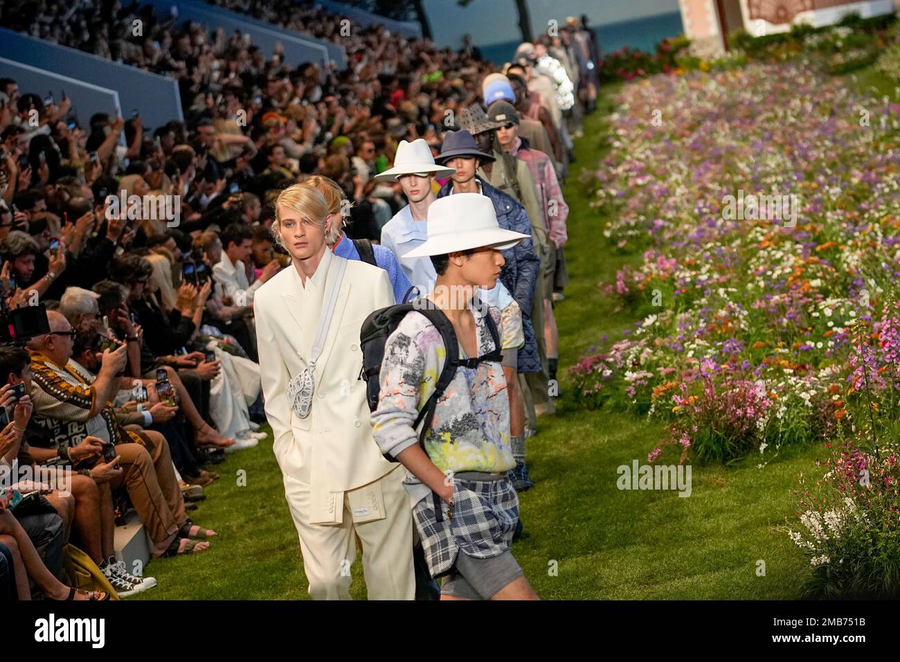 Models wear creations as part of the Dior men's Spring Summer 2023 ...
