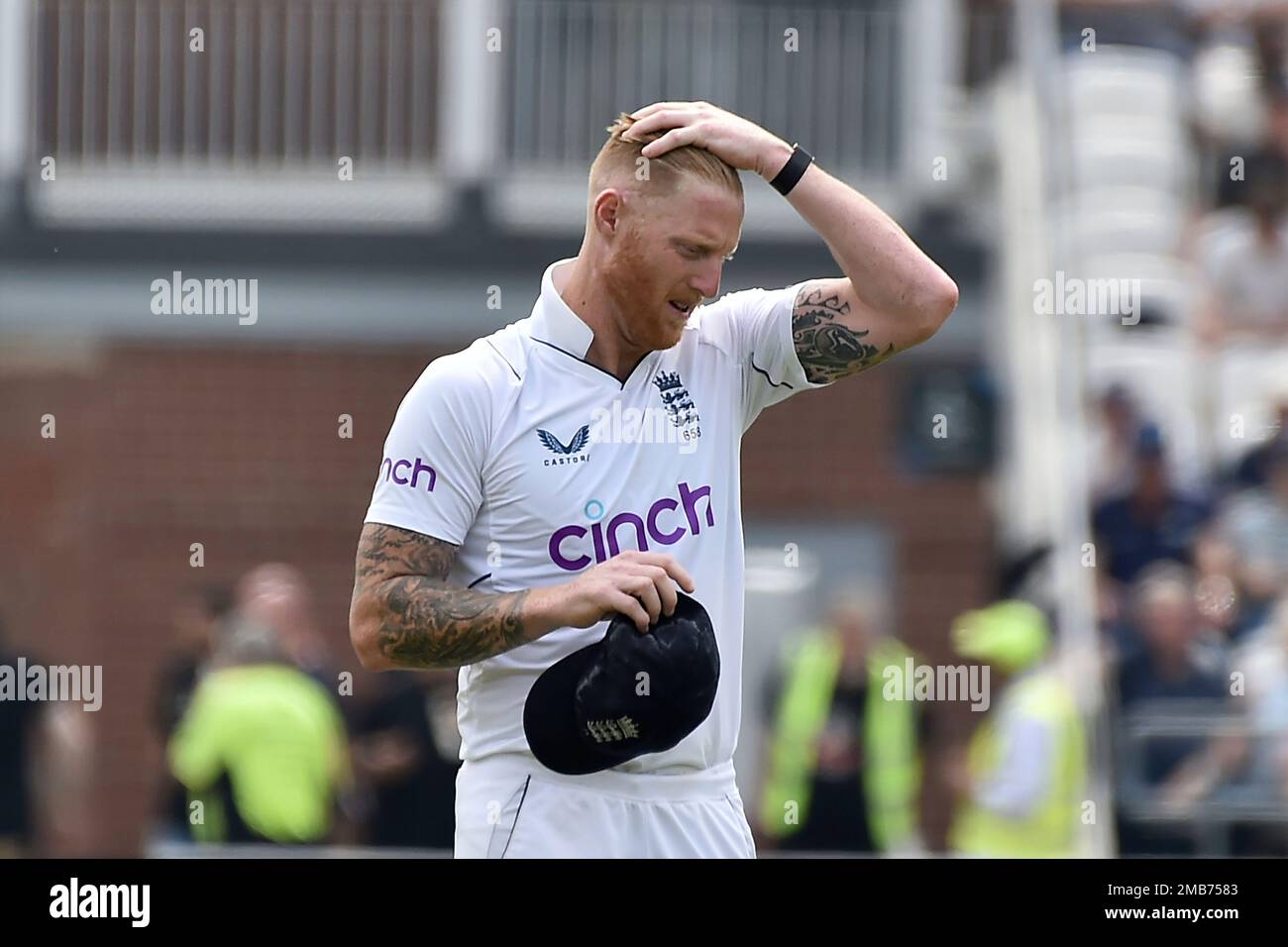 England's captain Ben Stokes walks to his fielding position during the ...