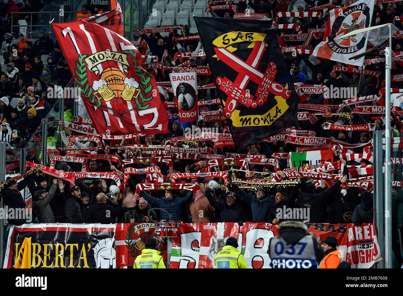 Monza fans cheer on during the Italy Cup football match between ...