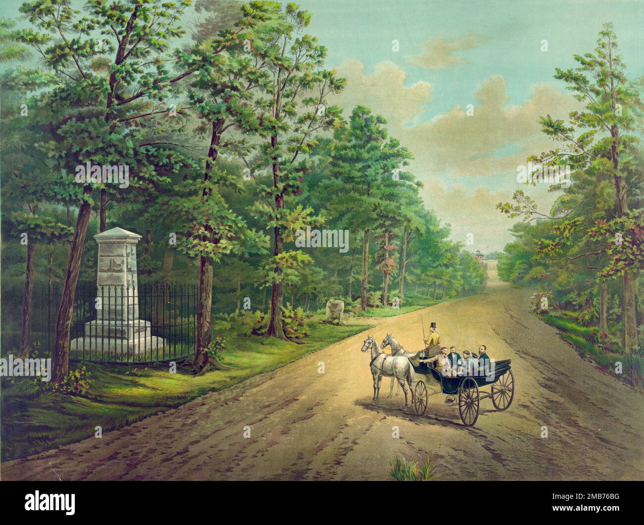 An old painting showing a memorial on the spot where Confederate ...