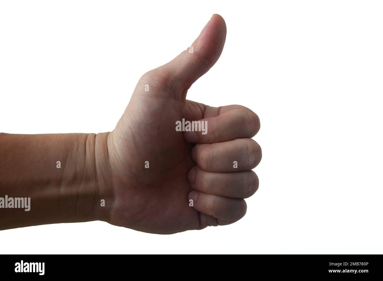 Thumbs up on white background. Copy space customizable for text Stock ...