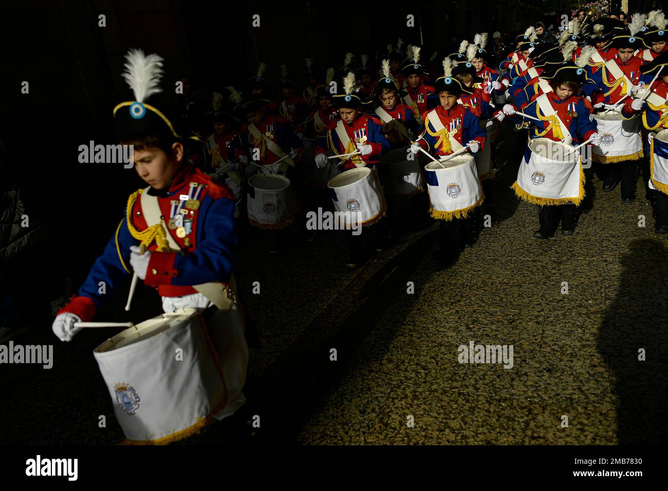 "Tamborilleros" wearing their uniforms take part in the traditional 'La ...