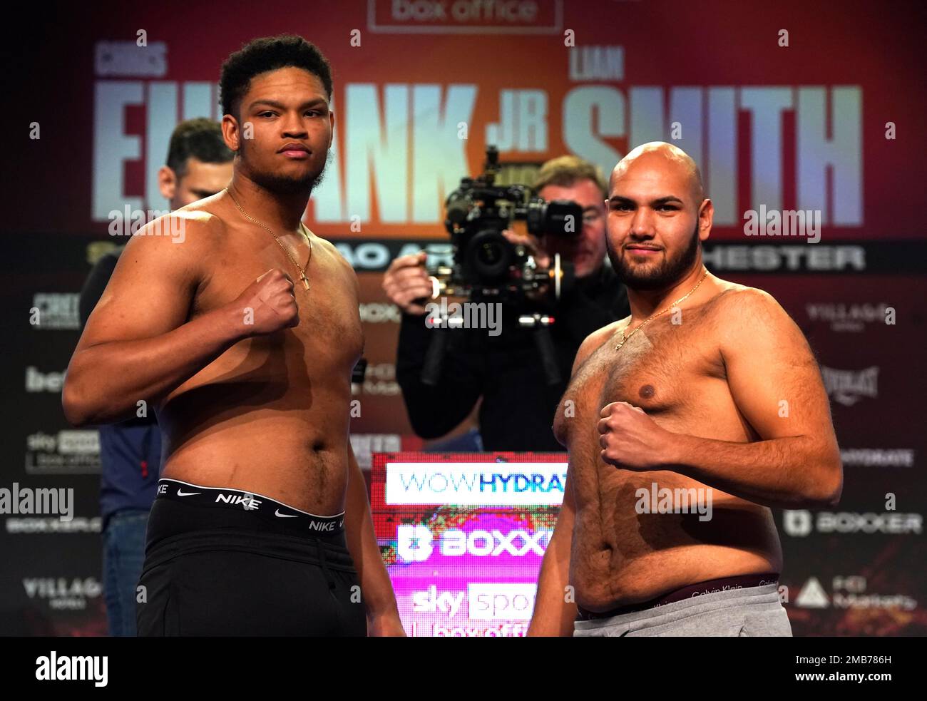 Matty Harris (left) and Jiri Surmaj during the weigh-in at the ...