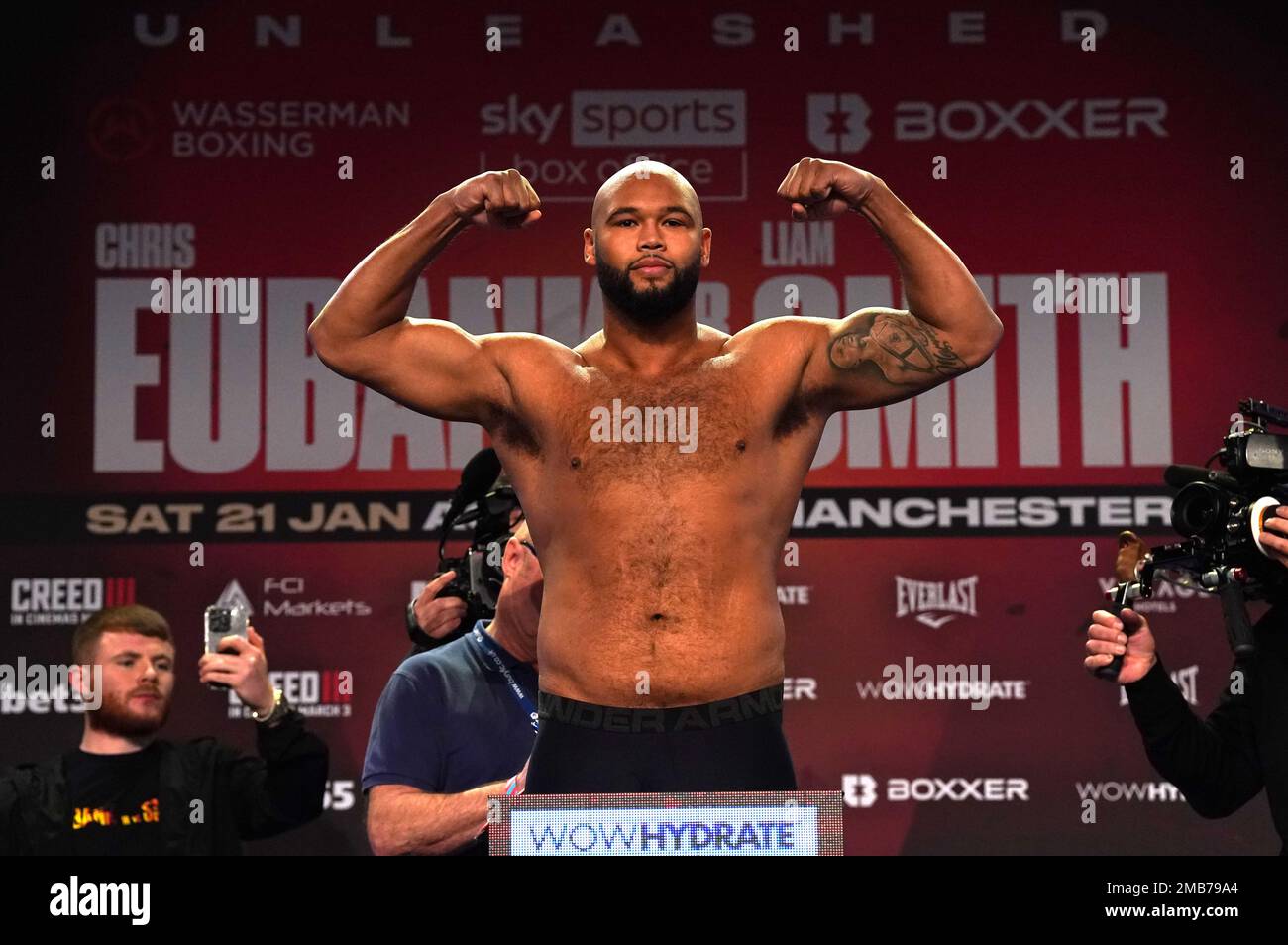 Frazer Clarke during the weigh-in at the Manchester Central Convention ...