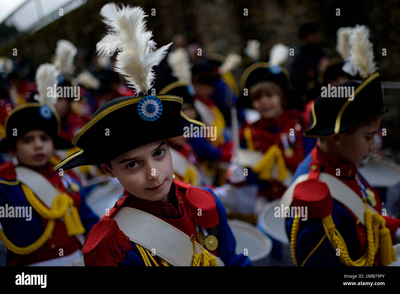 "Tamborilleros" wearing their uniforms take part in the traditional 'La ...