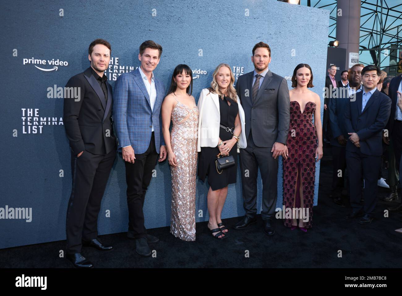 From left, Taylor Kitsch, Mike Hopkins, Constance Wu, Jen Salke, Chris ...