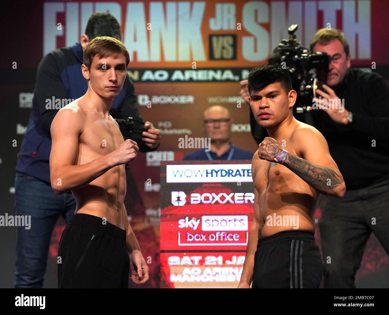 Frankie Stringer and Cristian Narvaez during the weigh-in at the ...