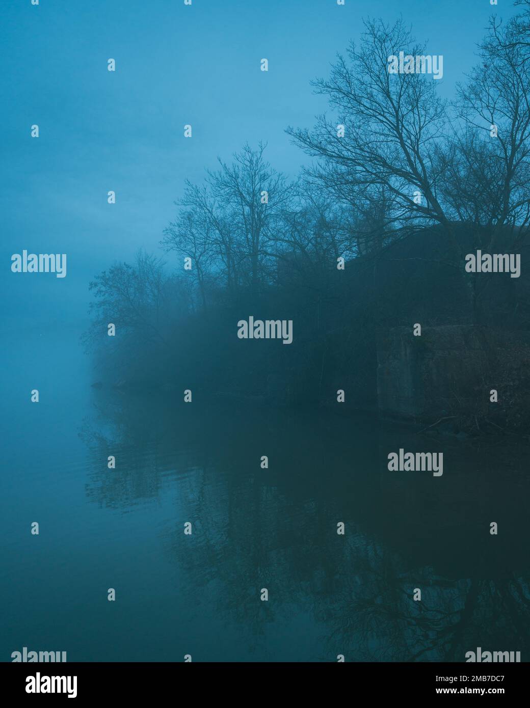 Foggy scene on the Monongahela River, Charleroi, Pennsylvania Stock ...