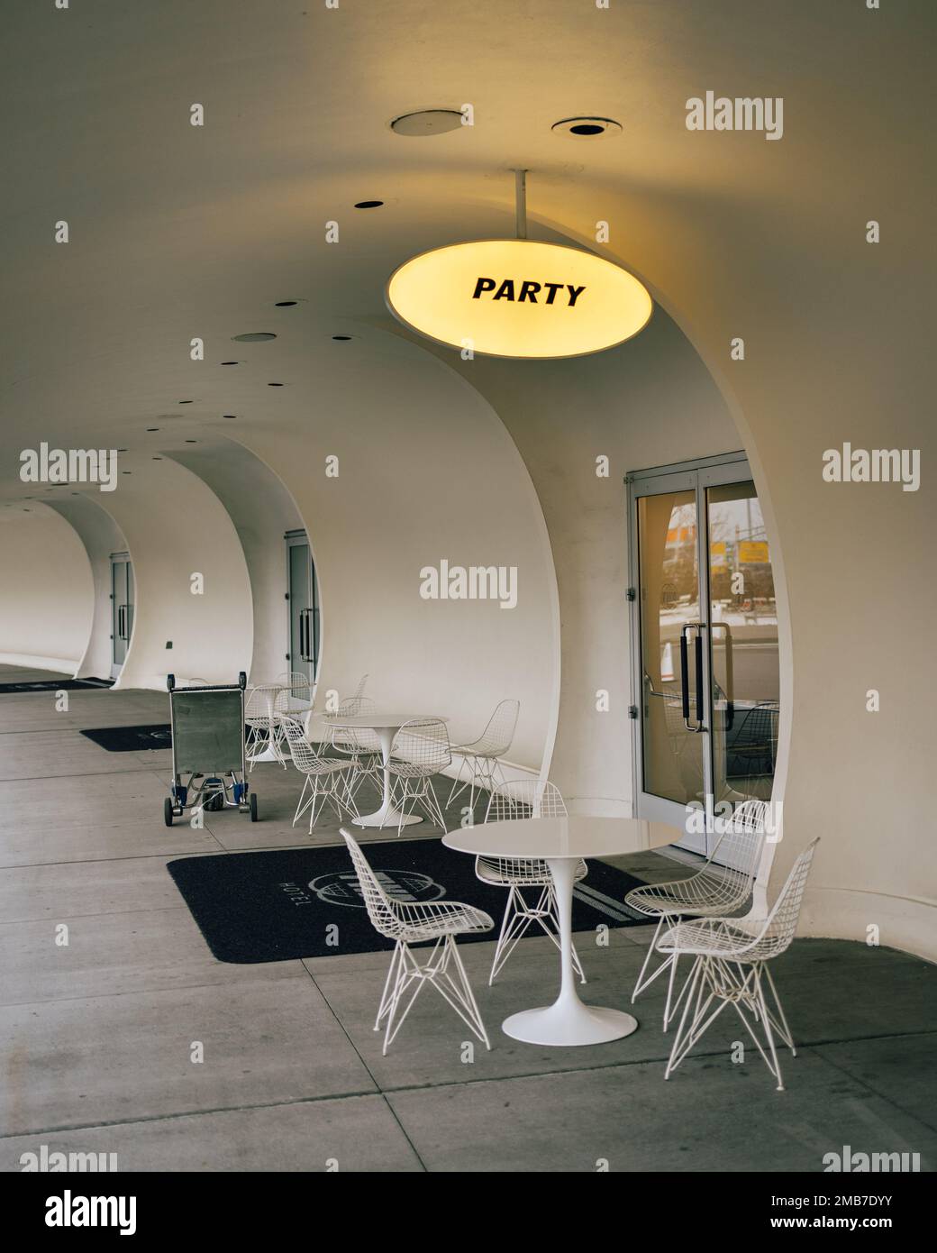 Party sign outside the TWA Flight Center, Queens, New York Stock Photo ...