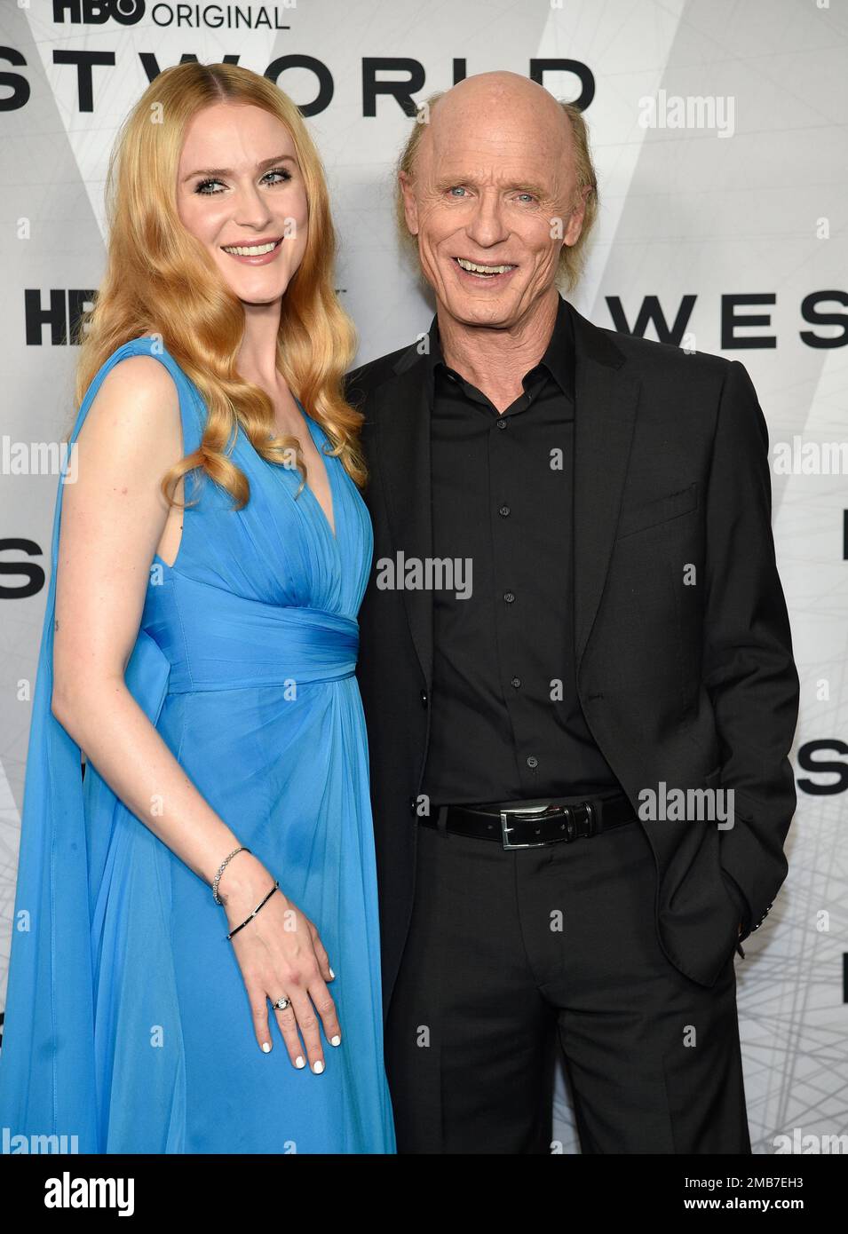 Evan Rachel Wood, left, and Ed Harris attend the premiere of HBO's ...