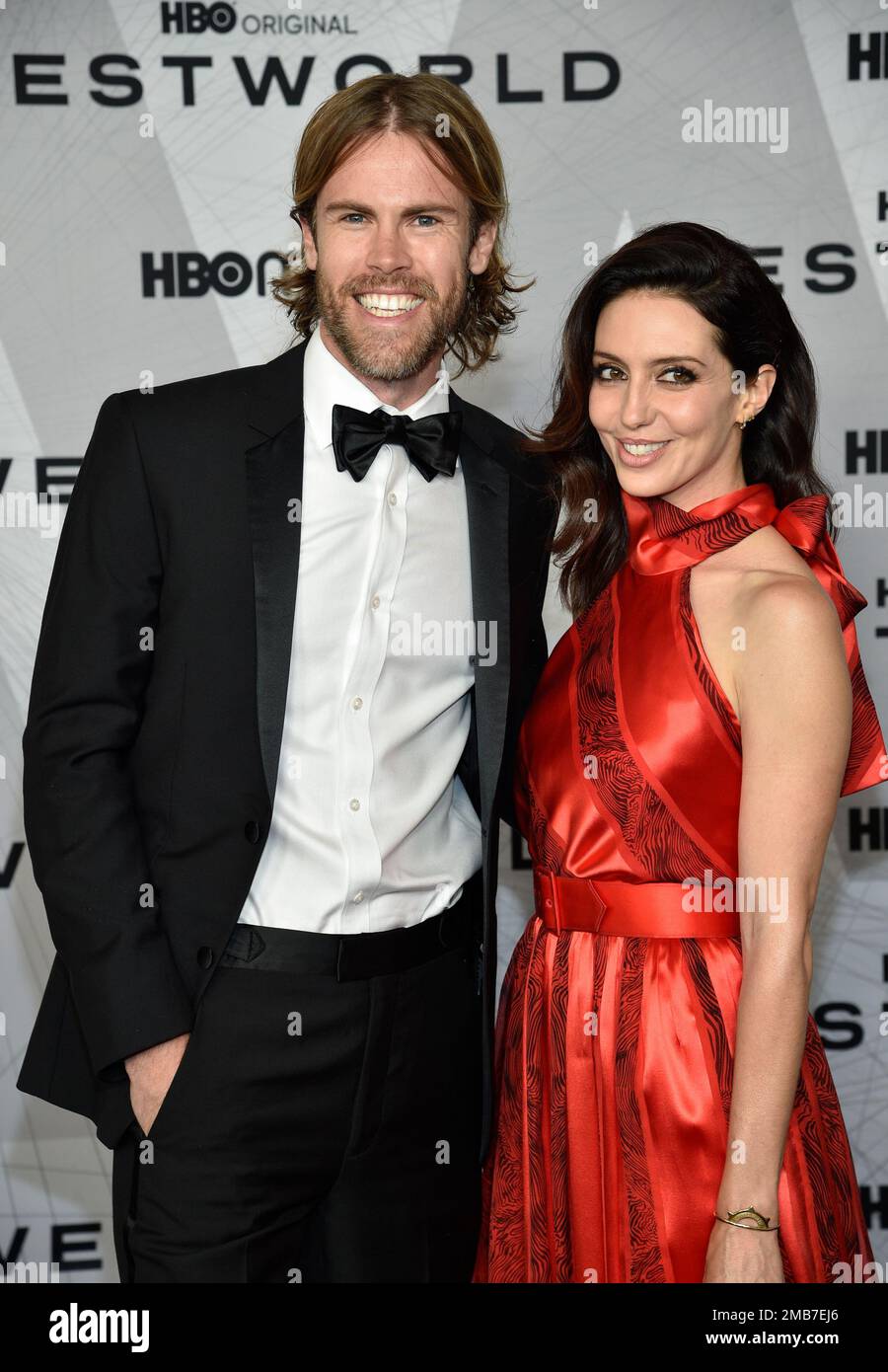 Geordie Robinson, left, and Emily Somers attend the premiere of HBO's ...