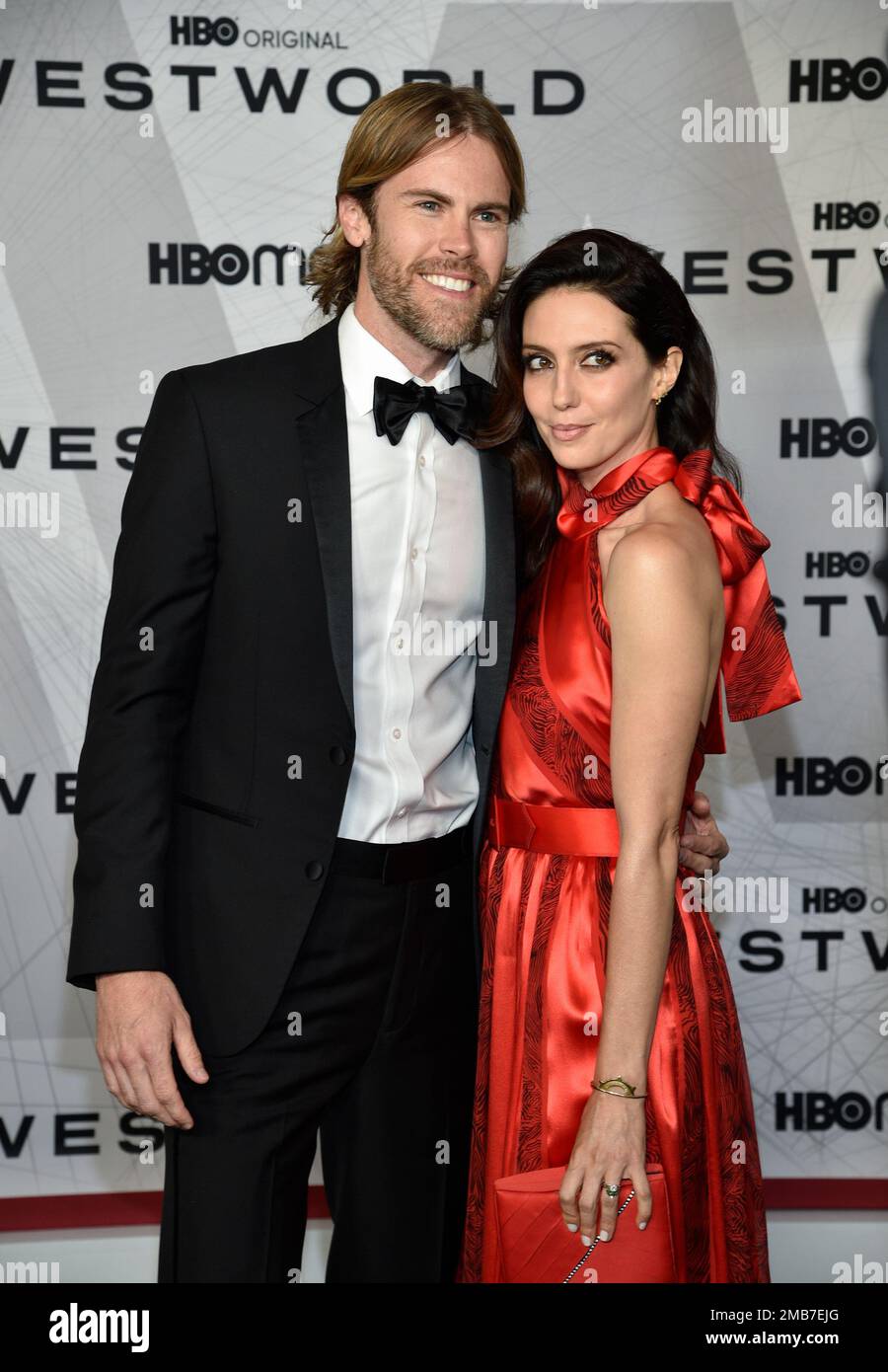 Geordie Robinson, left, and Emily Somers attend the premiere of HBO's ...