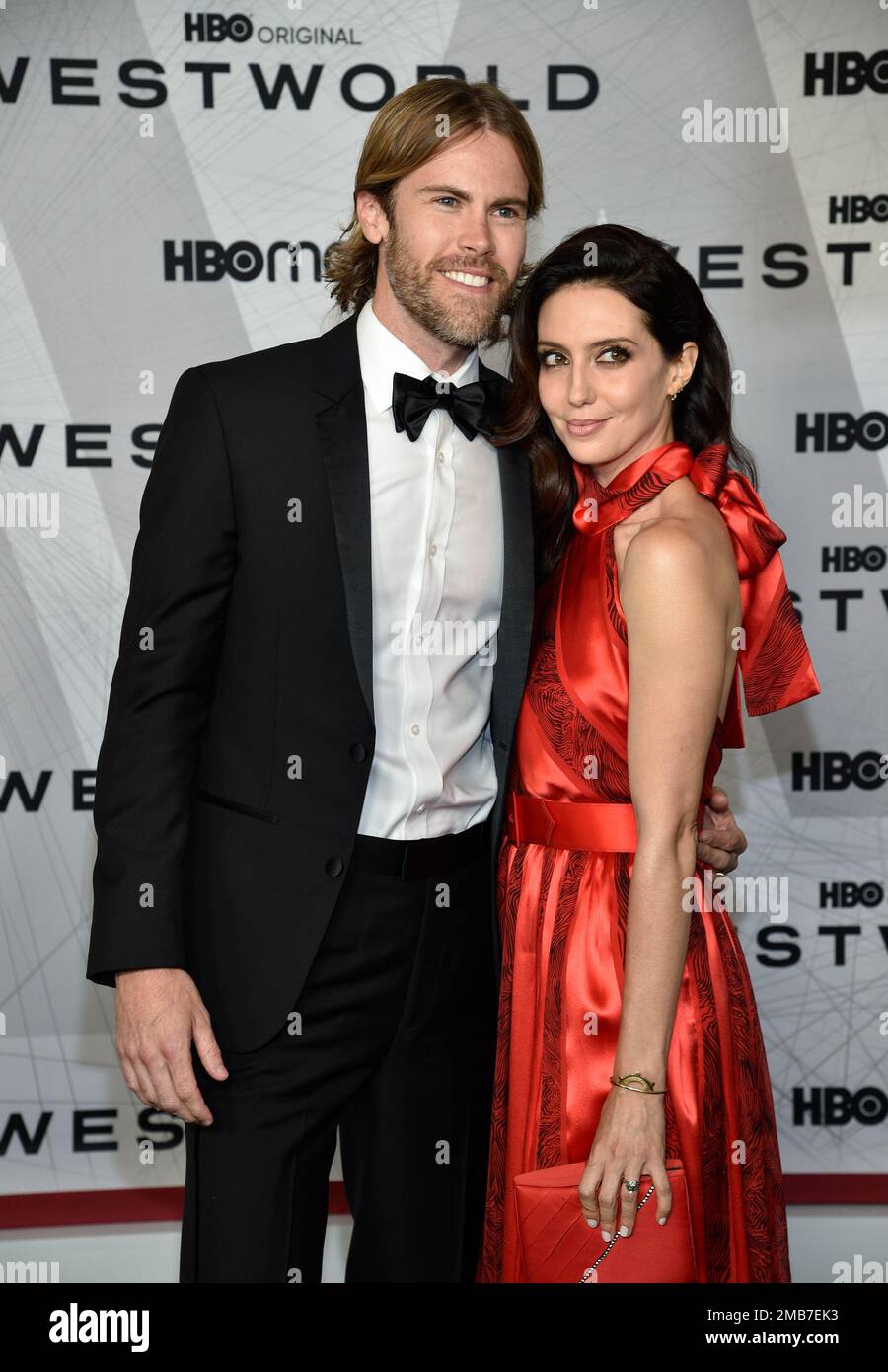 Geordie Robinson, left, and Emily Somers attend the premiere of HBO's ...