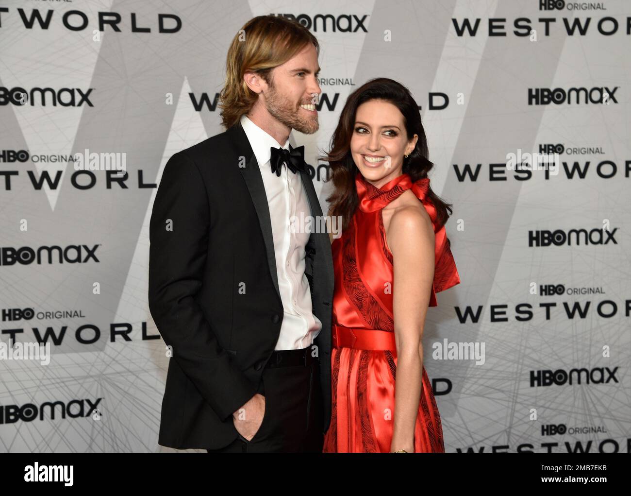 Geordie Robinson, left, and Emily Somers attend the premiere of HBO's ...