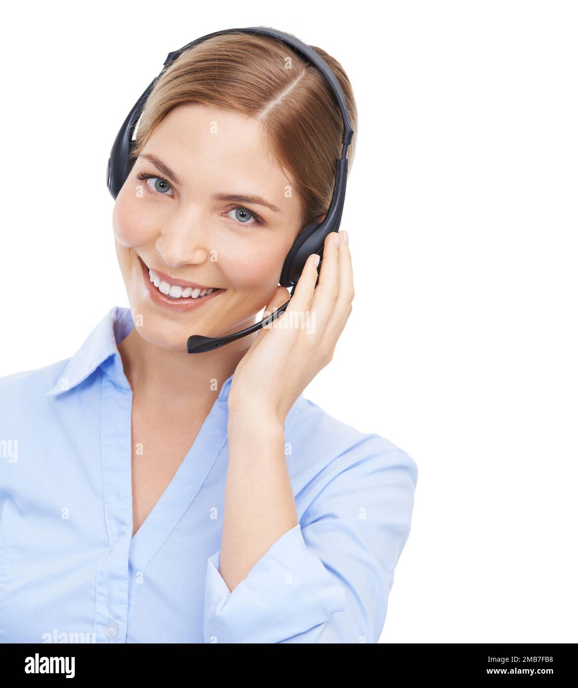 Call center, customer service and face portrait of woman in studio ...