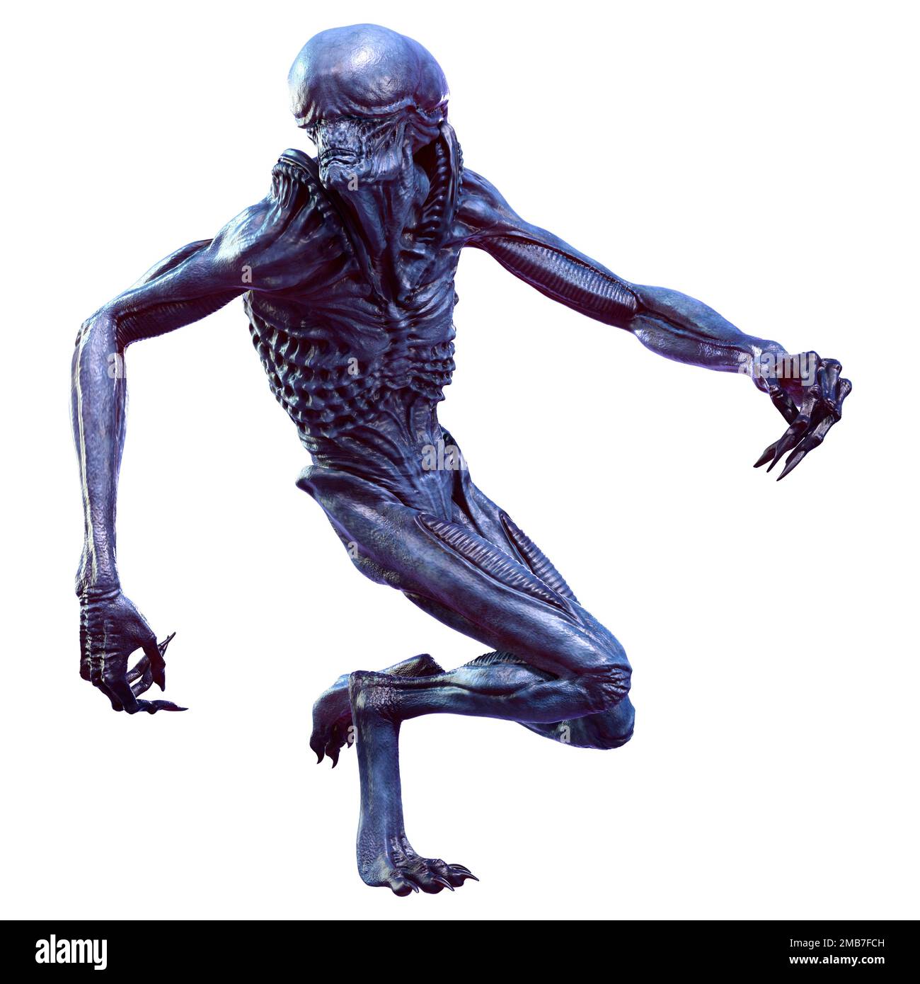 3D rendering of a blue male alien isolated on white background Stock ...