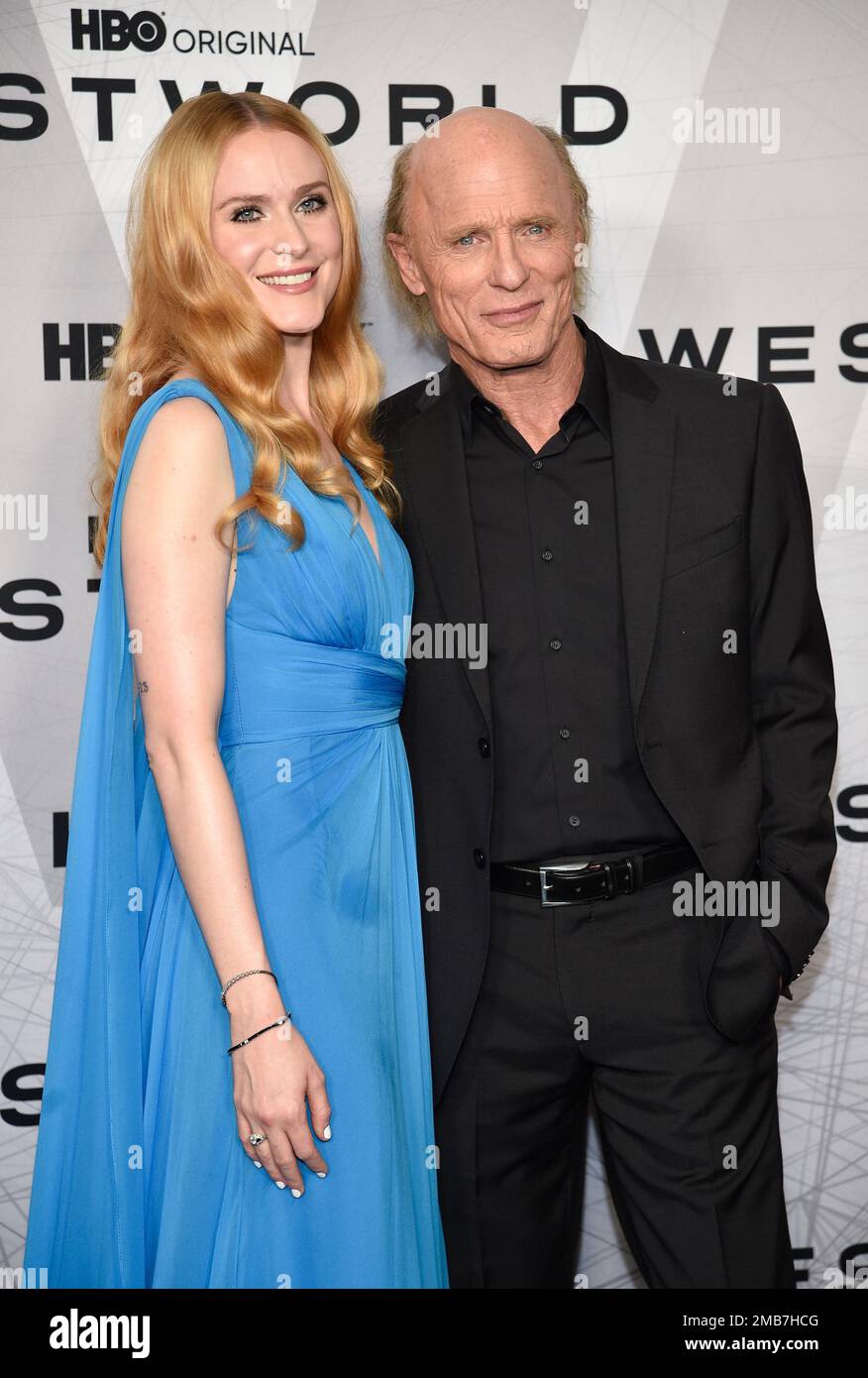 Evan Rachel Wood, left, and Ed Harris attend the premiere of HBO's ...