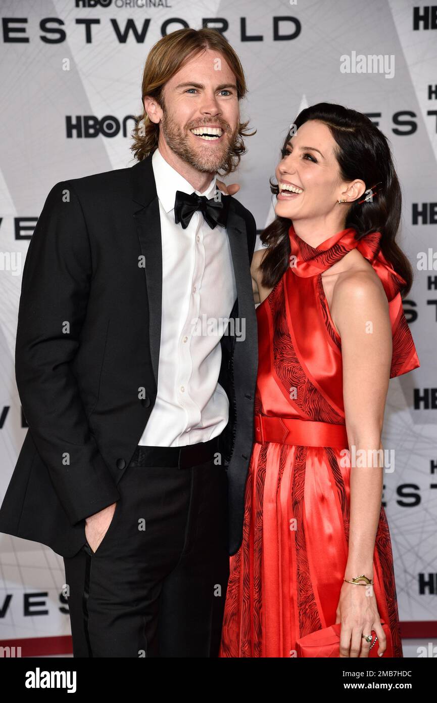 Geordie Robinson, left, and Emily Somers attend the premiere of HBO's ...