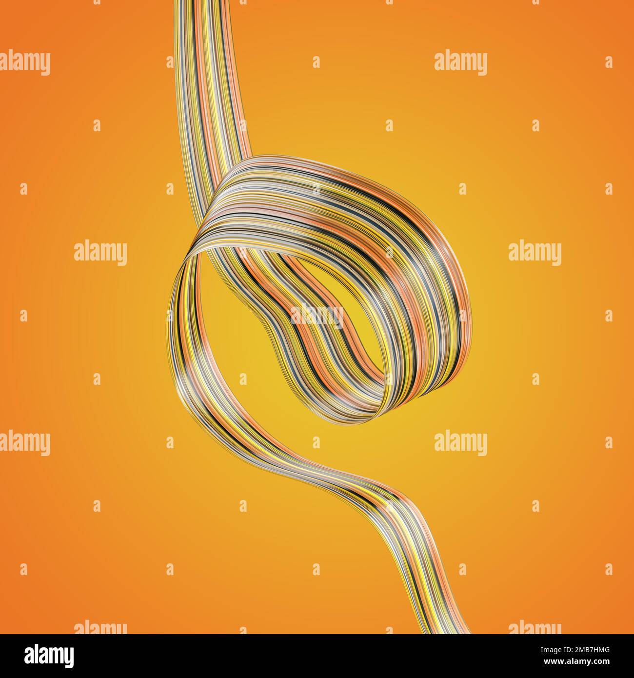 Multi-colored curved ribbon shape in yellow and brown tones. Yellow and ...