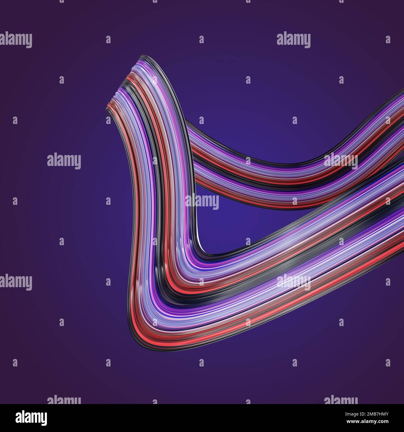 Multi-colored curved ribbon shape in blue and red tones. Blue gradient ...