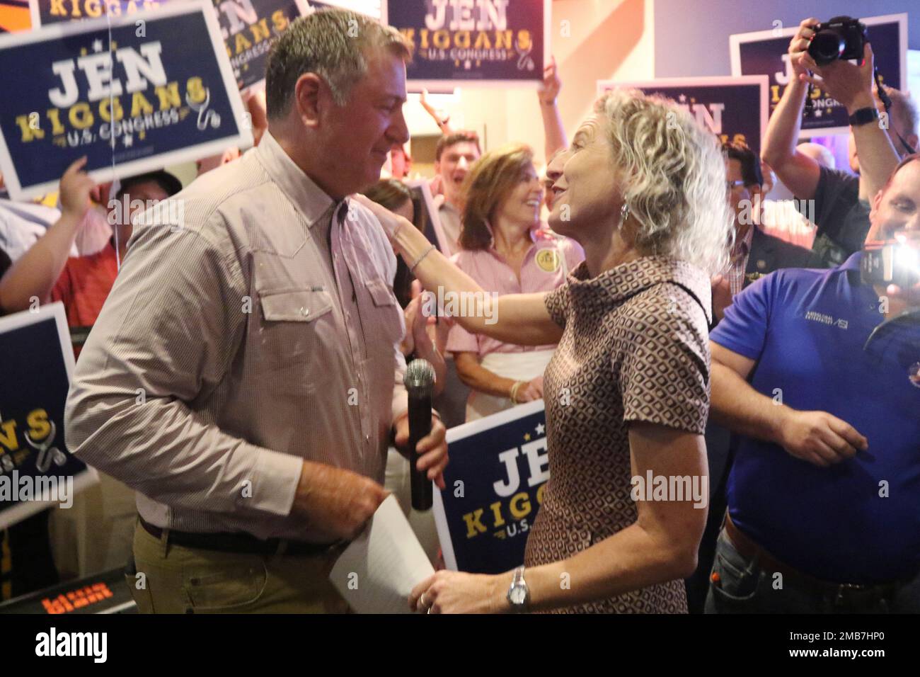 Virginia State Sen. Jen Kiggans, R-Virginia Beach, George Allen as she ...