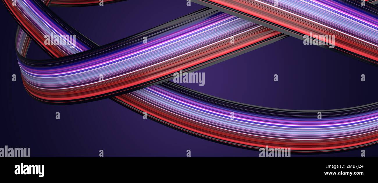 Multi-colored curved ribbon shape in blue and red tones. Blue gradient ...