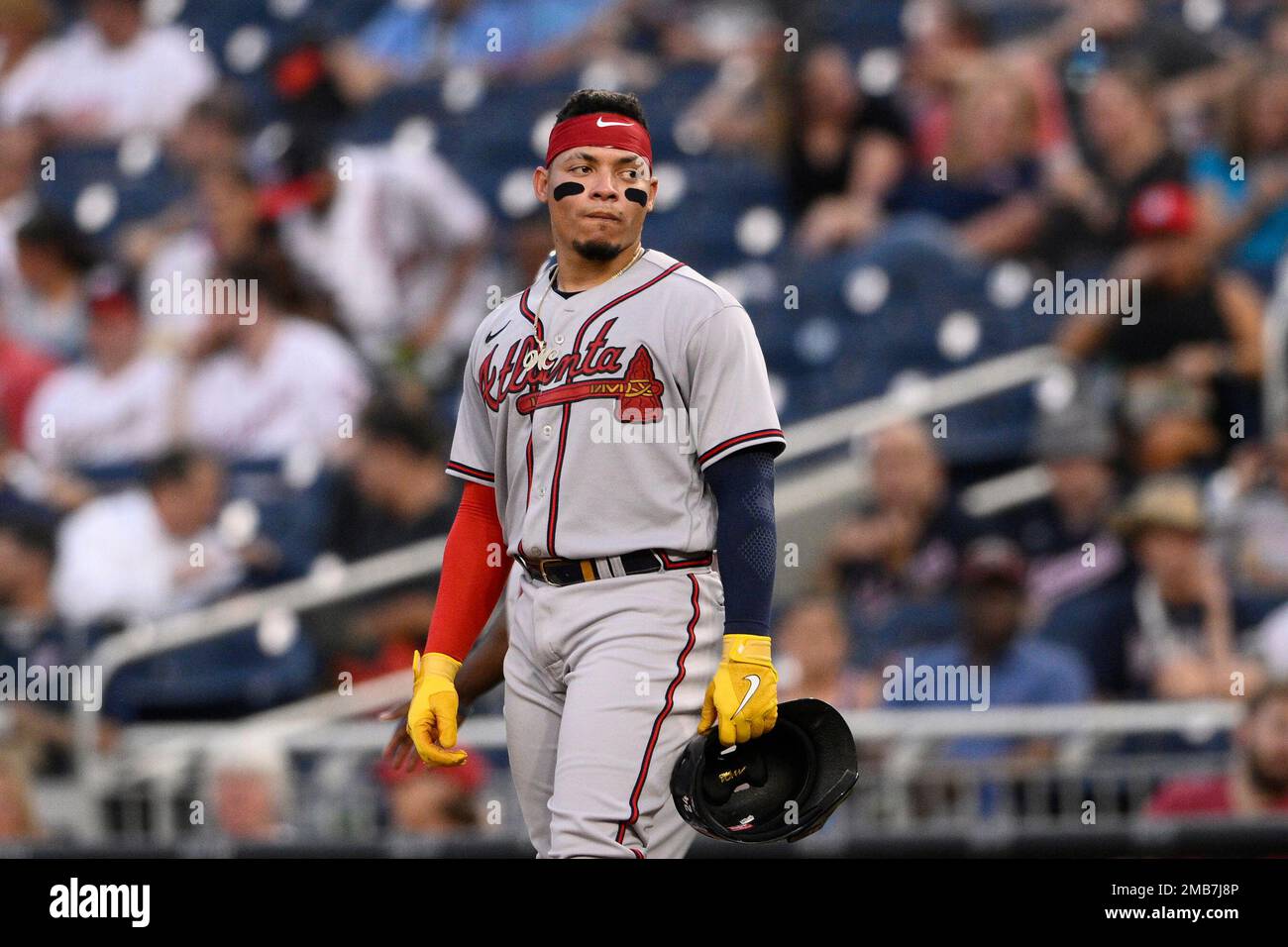 Atlanta Braves' William Contreras looks on during a baseball game ...