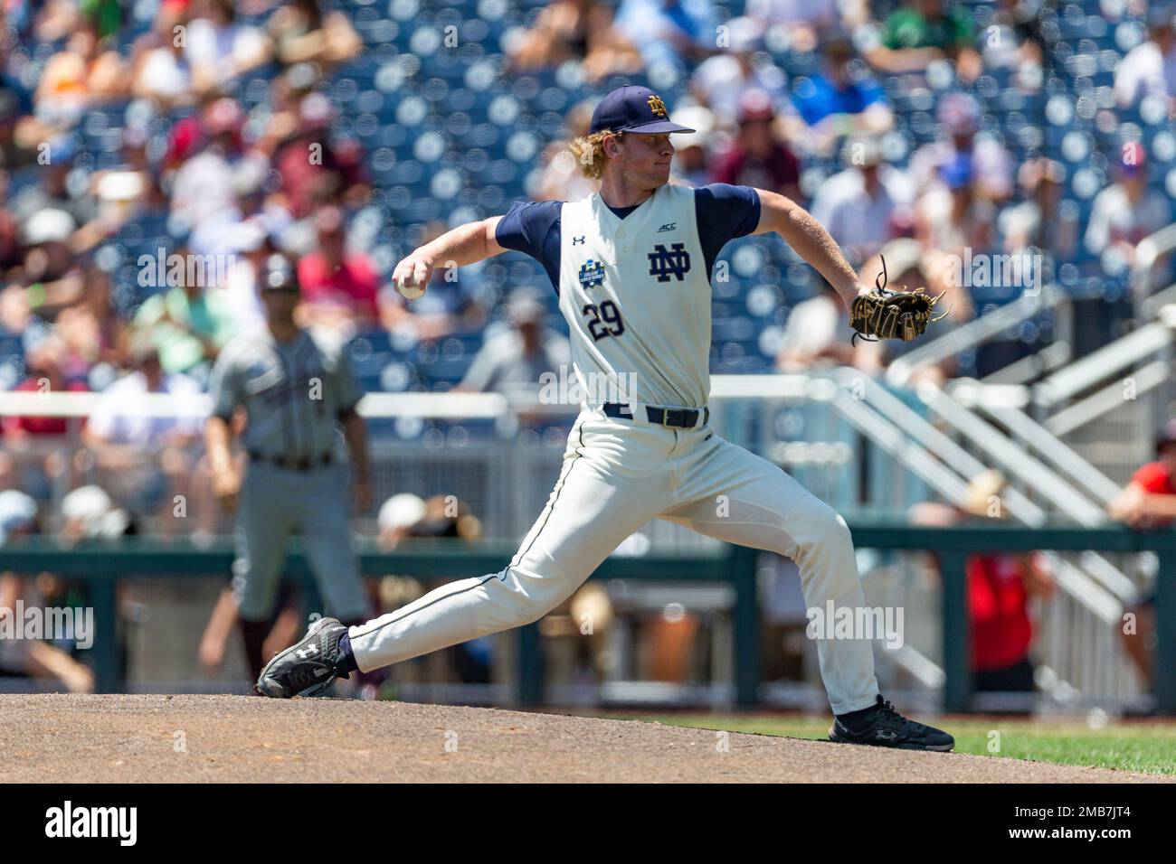 Notre Dame starting pitcher Liam Simon (29) throws a pitch against ...