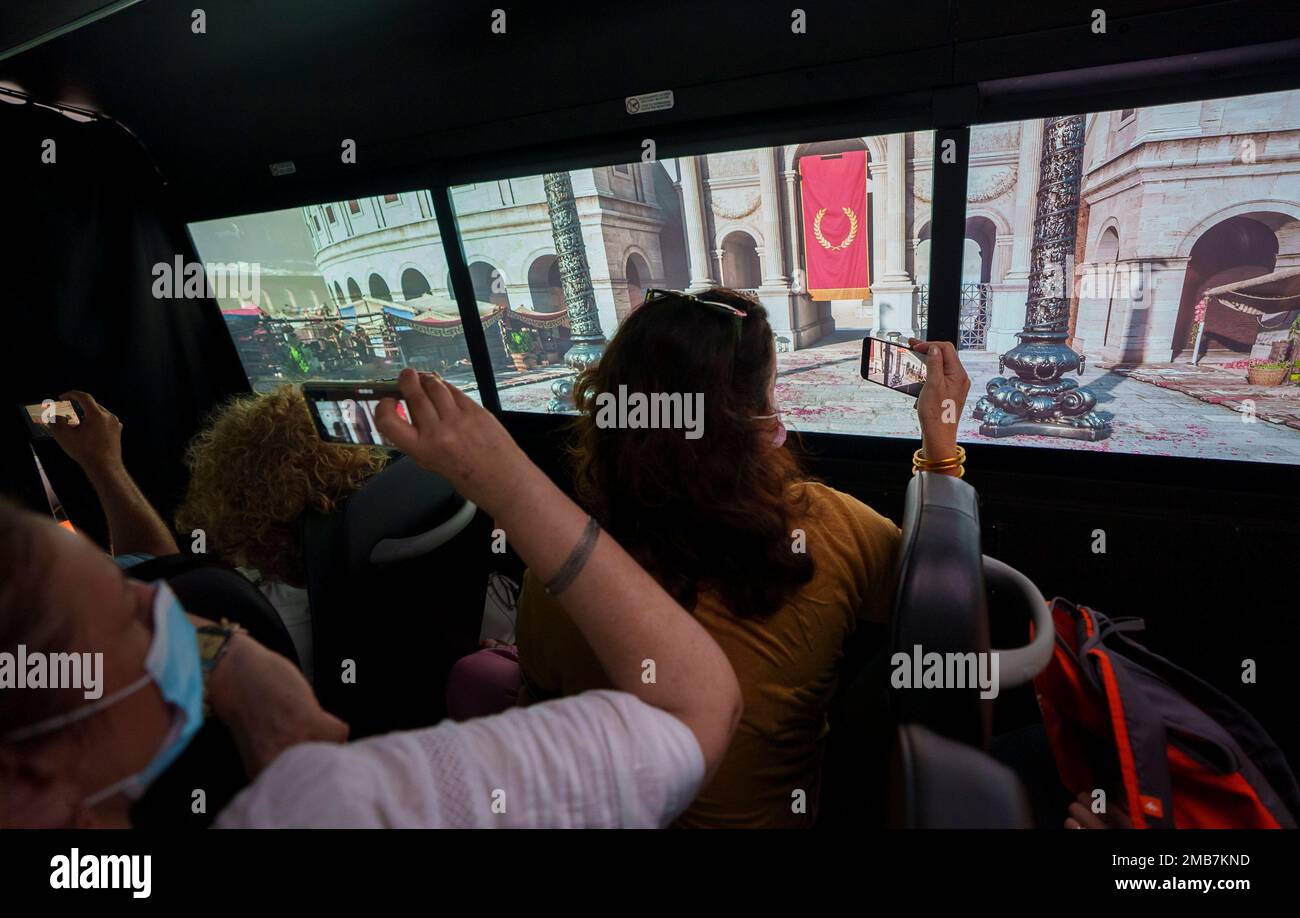 Journalists participating in the first tour of the Imperial Rome ...