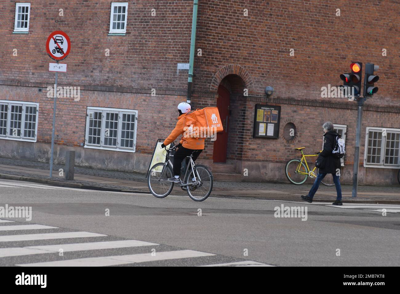 Copenhagen/Denmark/20 January 2023/ Billboard of Just Eat food delivery ...