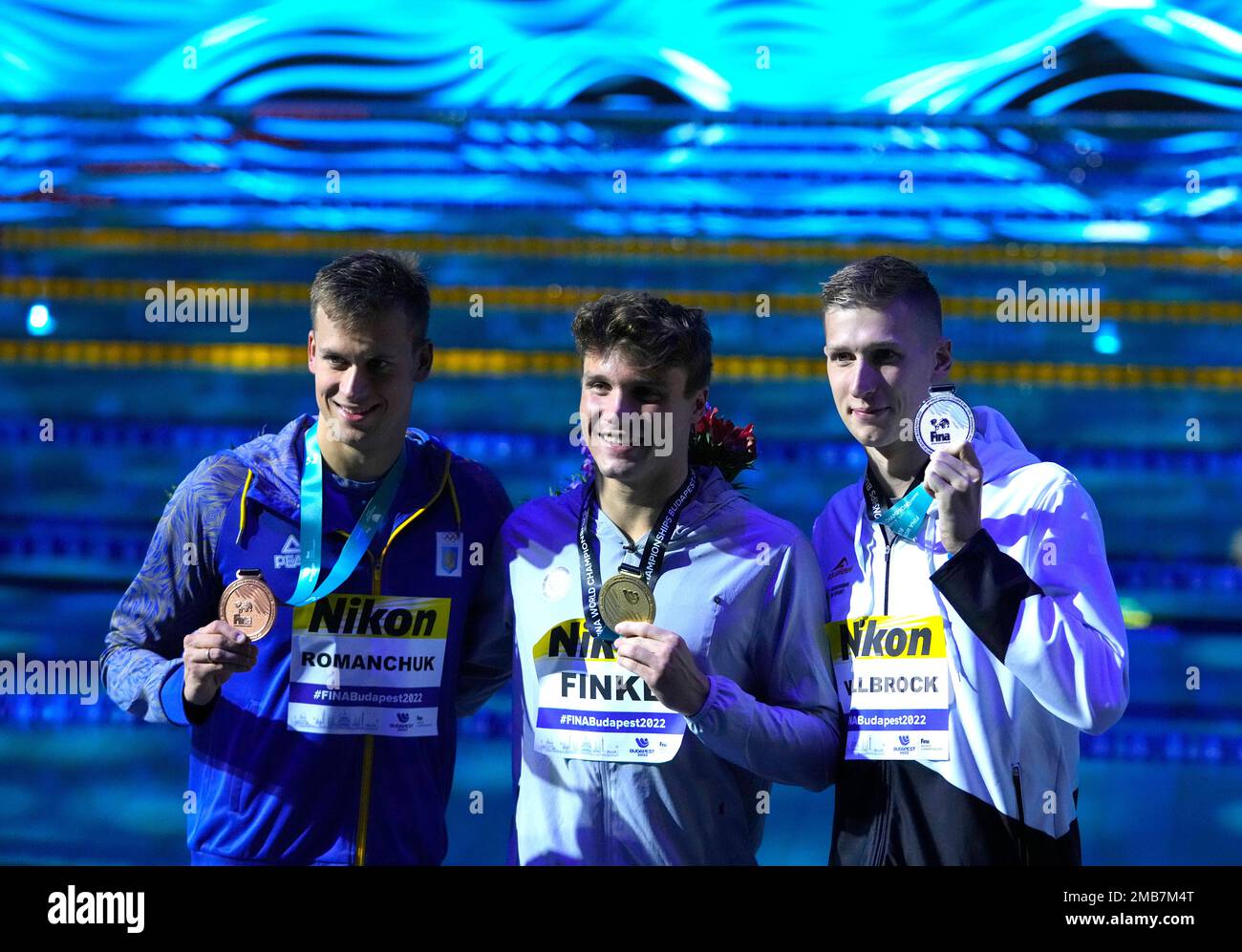 Mykhailo Romanchuk of Ukraine, Bobby Finke of the United States ...
