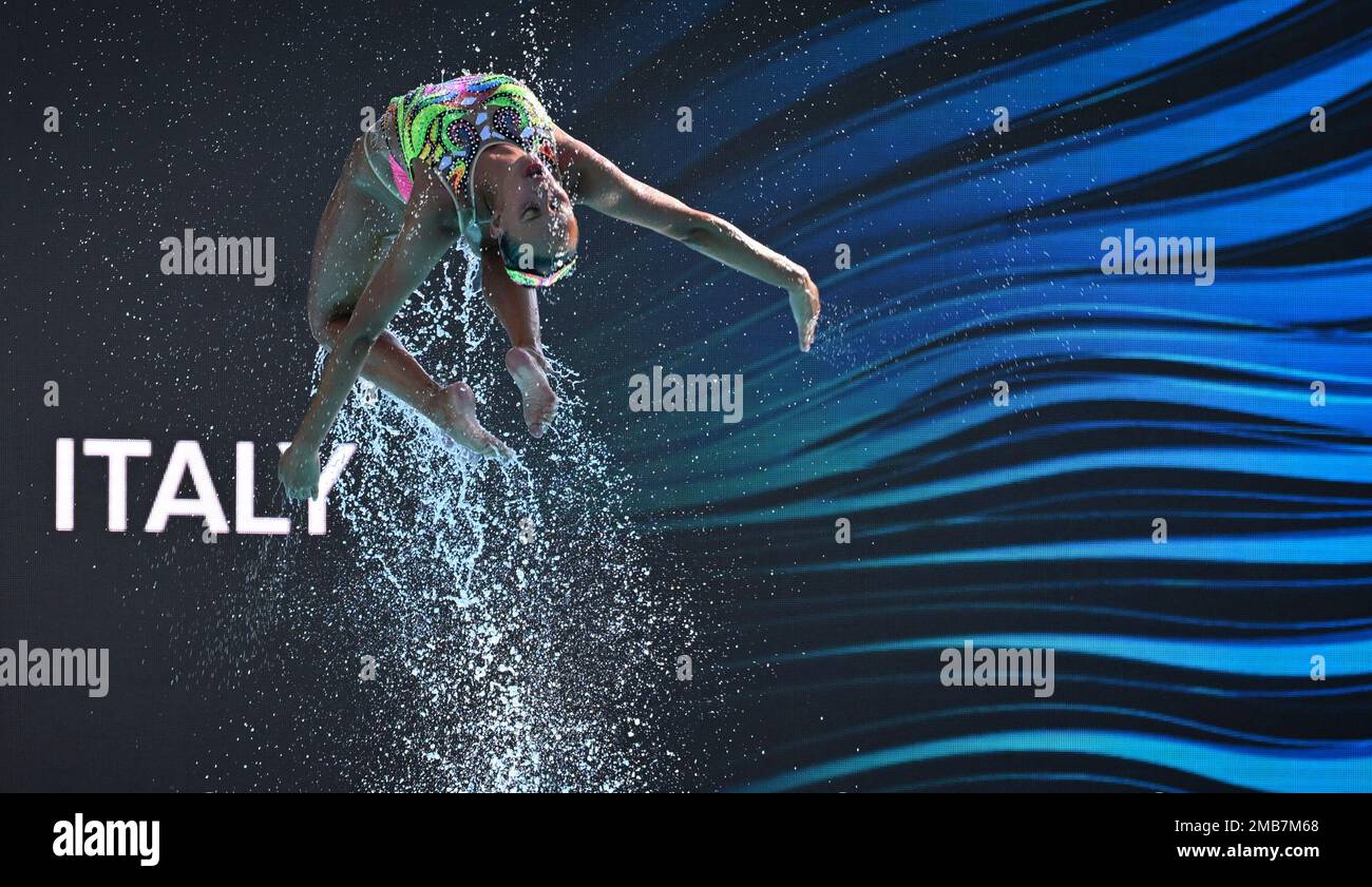 Italy team perform their routine in the artistic swimming team ...
