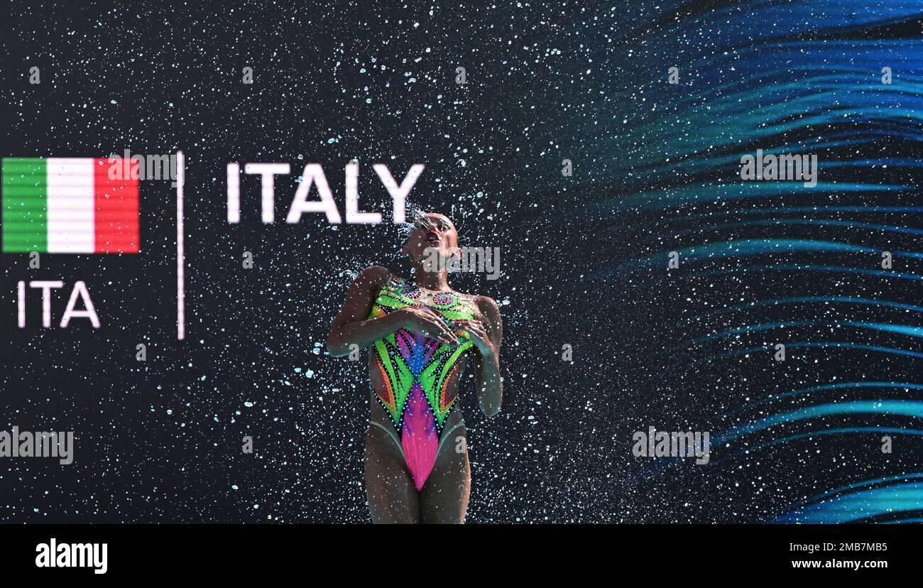 Italy team perform their routine in the artistic swimming team ...
