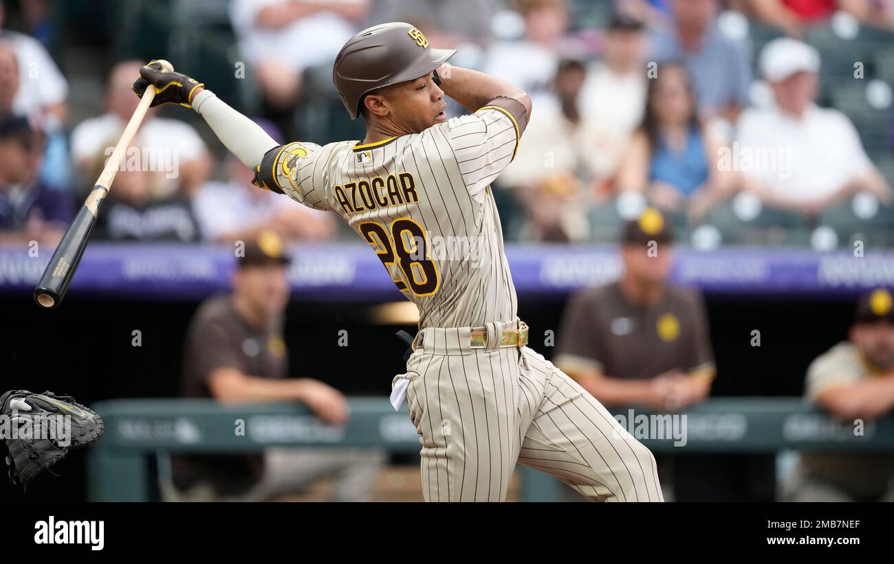 San Diego Padres right fielder Jose Azocar (28) in the second inning of ...