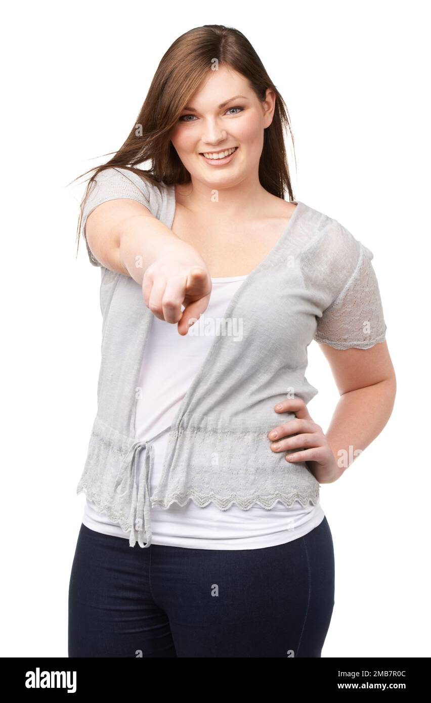 I choose you. A pretty full-figured woman pointing at you while ...