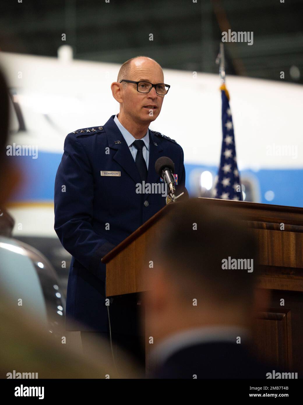 U.S. Air Force Duke K. Richardson speaks to the audience during the Air ...