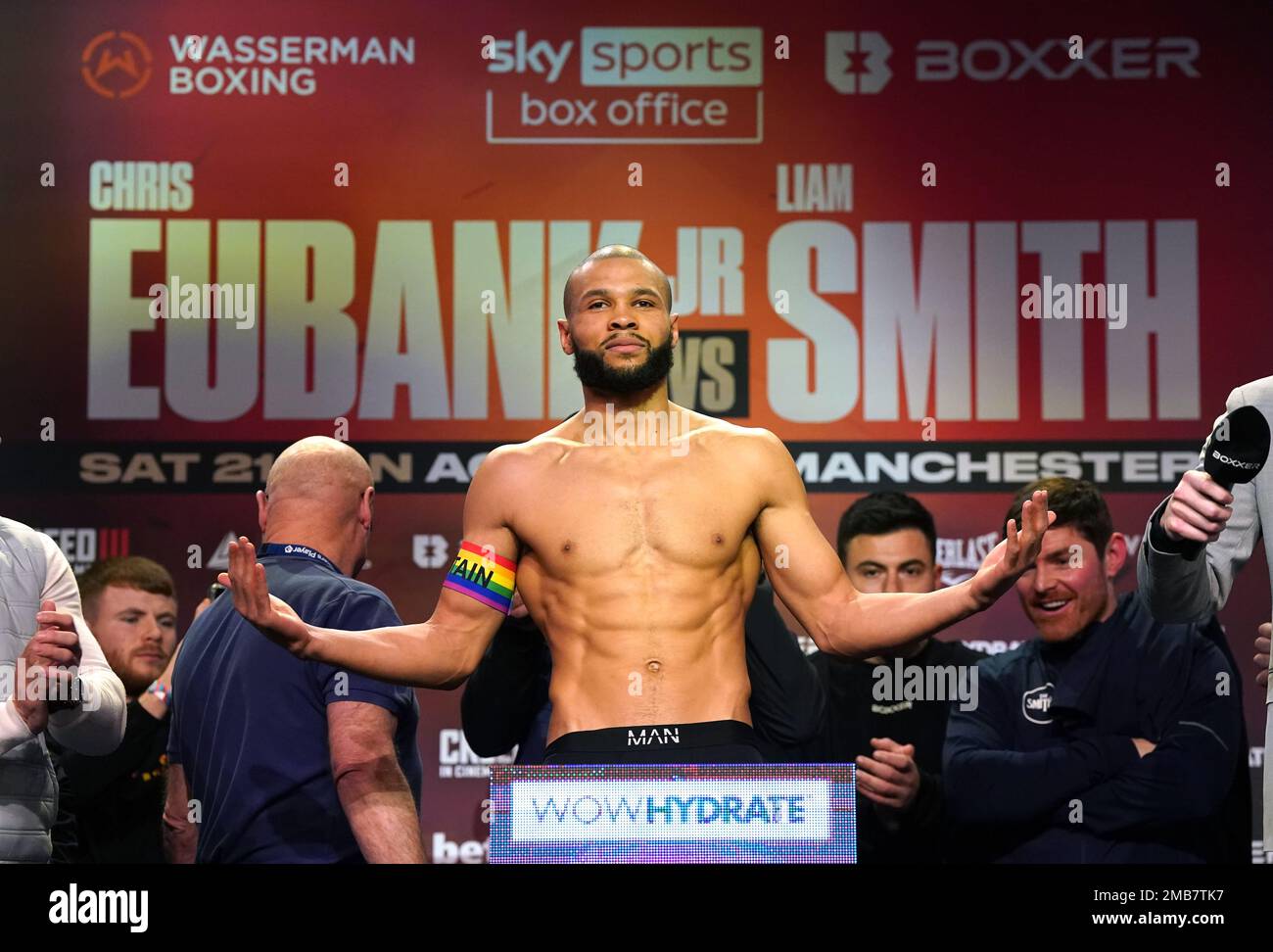 Chris Eubank Jr in a rainbow arm-band during the weigh-in at the ...
