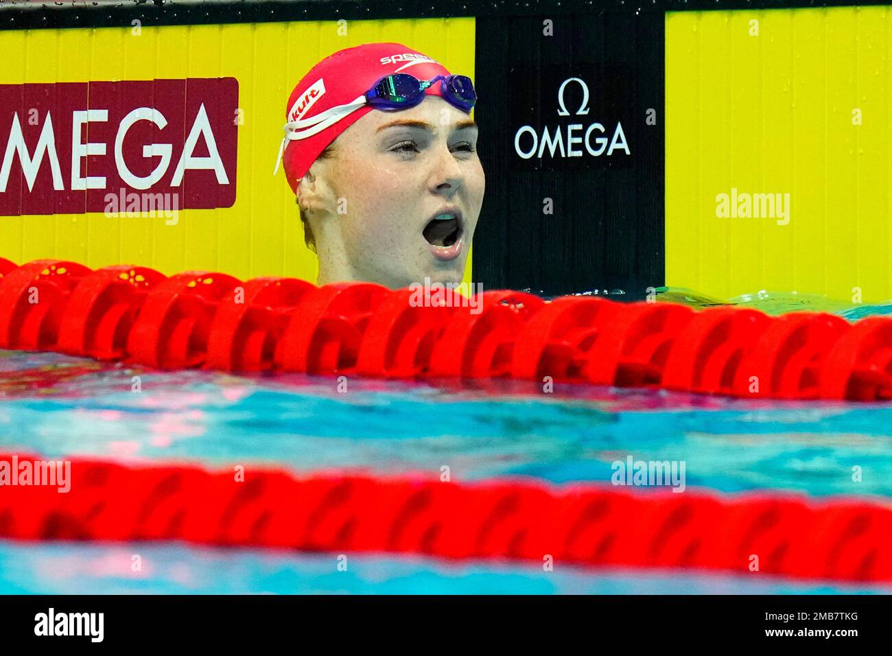 Freya Anderson of Britain reacts after finishing her Women 200m ...