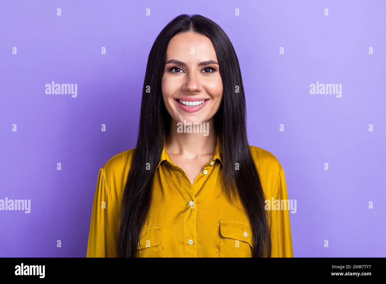 Photo of lovely cheerful pretty lady toothy smile after dentist ...