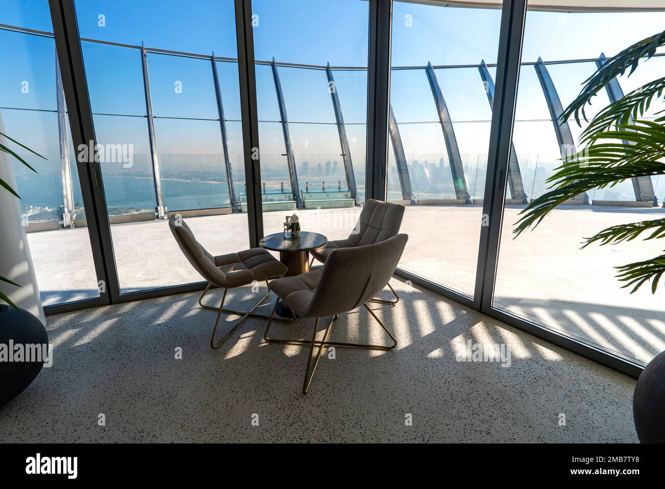 observation deck at the top of a skyscraper on the roof. View of the ...