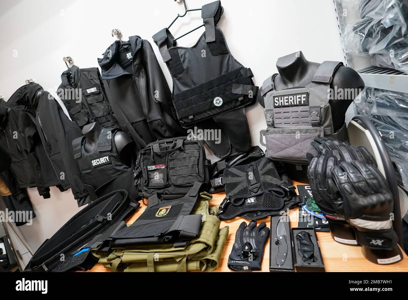 Tactical gear are on display at 221B Tactical's company headquarter in ...