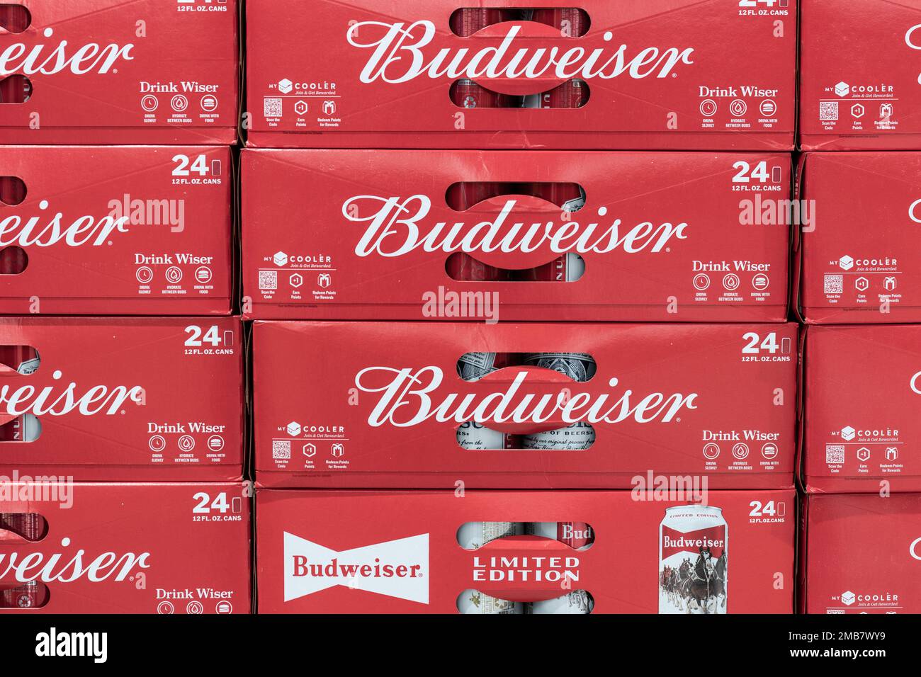Indianapolis - Circa January 2023: Budweiser beer display. Budweiser is ...