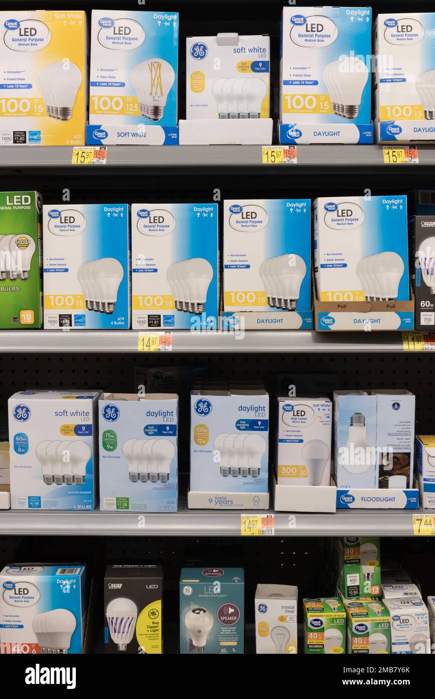 Indianapolis - Circa January 2023: LED Lamp and light bulb display. LED ...