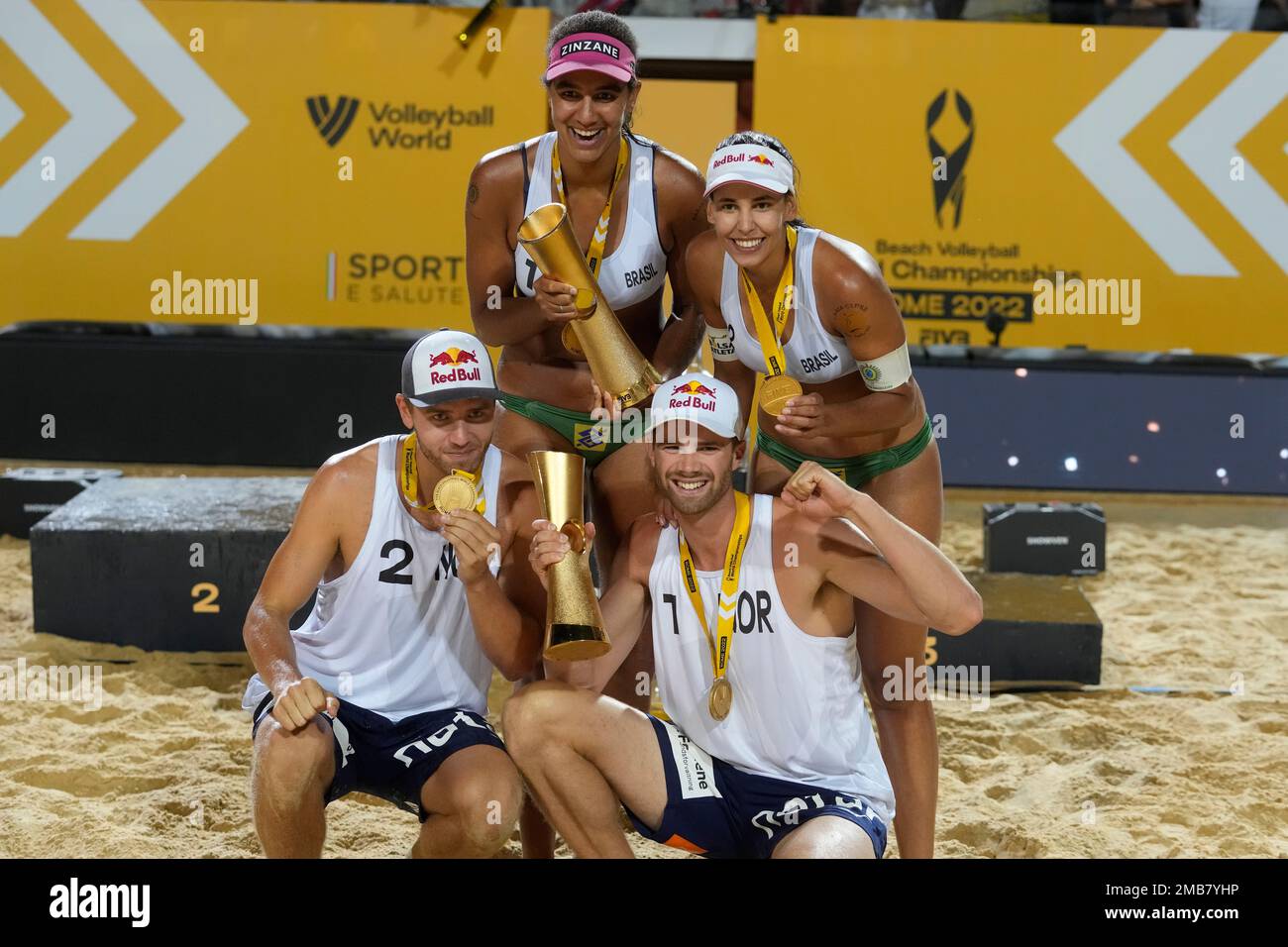 First placed in the beach volley World Championships from left, Norway ...