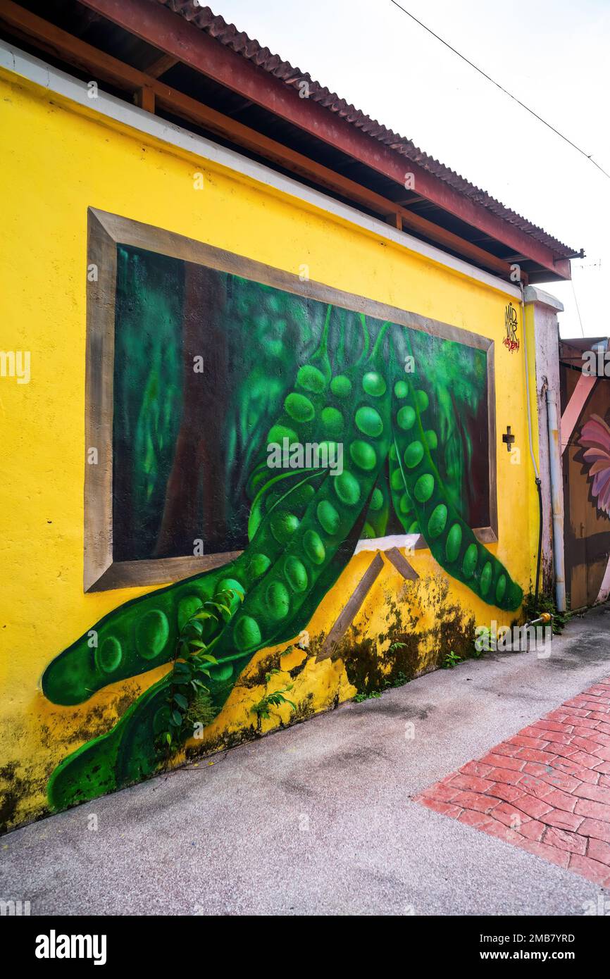 Perak, Malaysia - Aug 12, 2022 : Wall art mural alley at the Old town ...