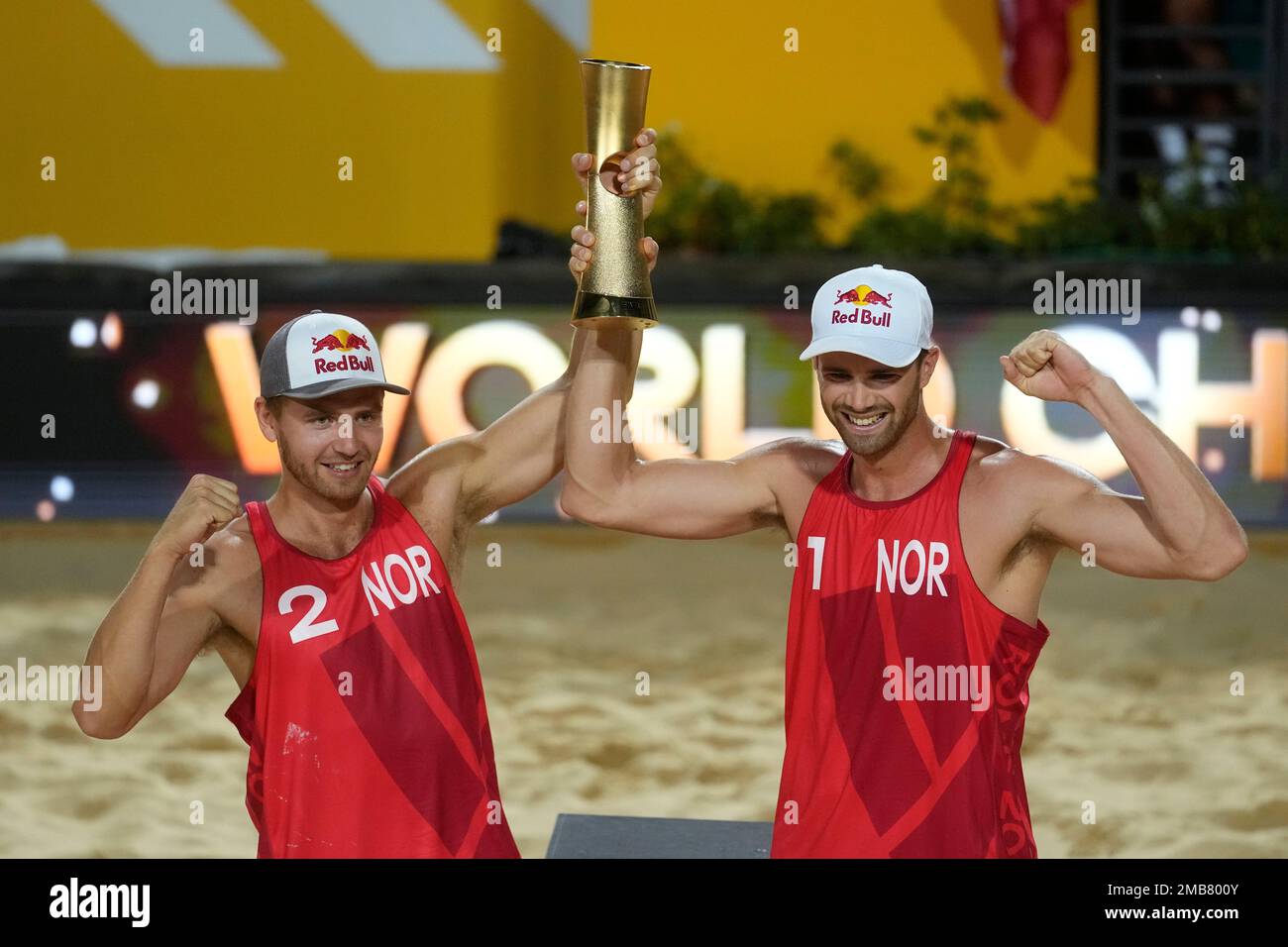 Norway's Christian Sorum, left, and his teammate Anders Mol celebrate ...