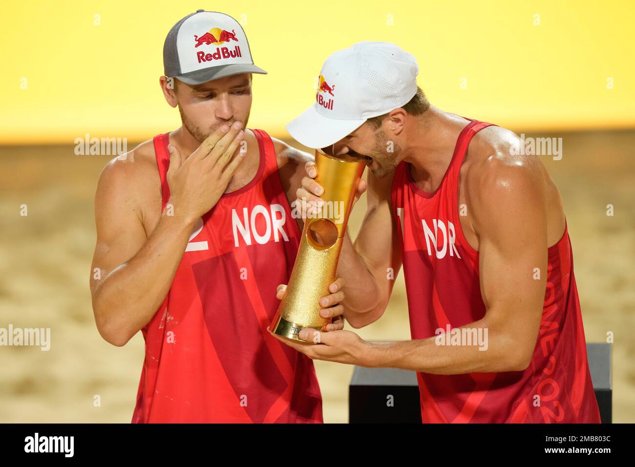Norway's Christian Sorum, left, and his teammate Anders Mol celebrate ...