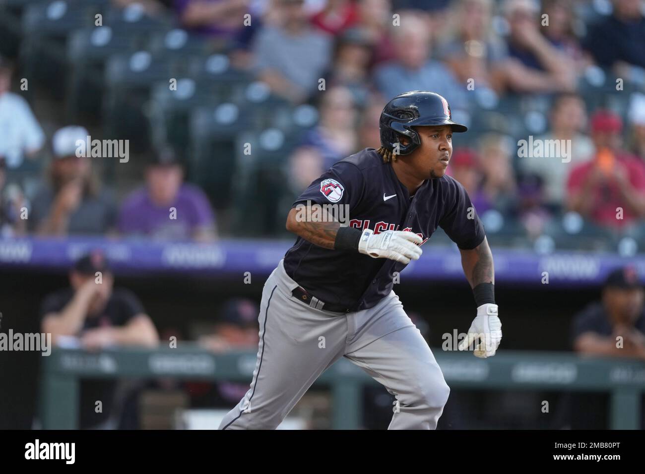 Cleveland Guardians third baseman Jose Ramirez (11) in the first inning ...